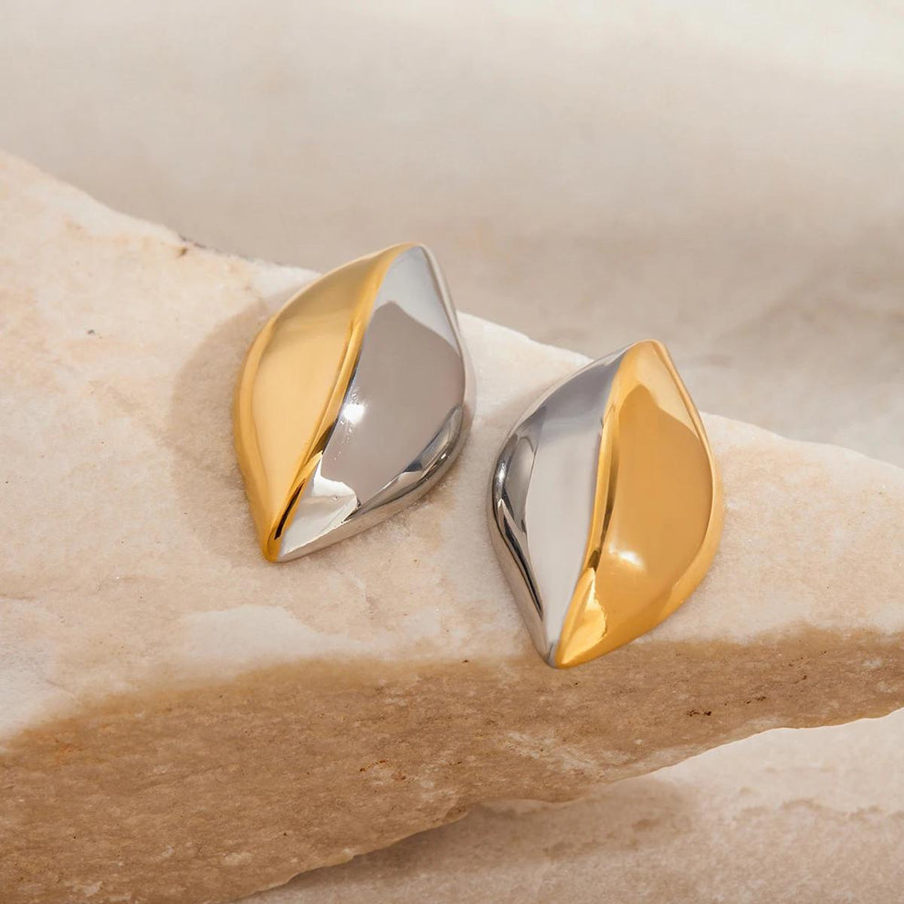 Dual Tone Elliptical Studs – Arzzbyfarha